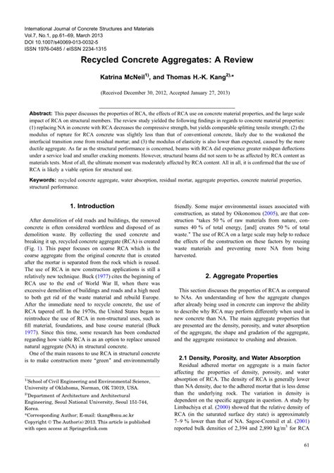 PDF Recycled Concrete Aggregates A Review