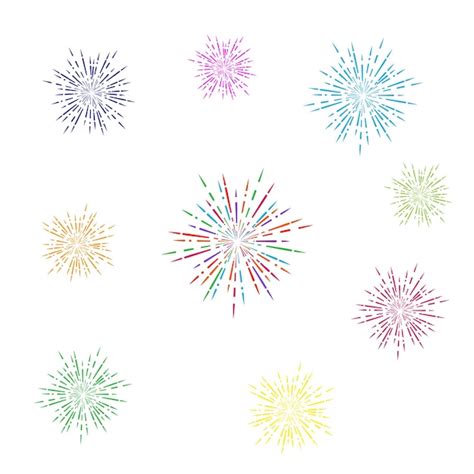 Premium Vector Set Of Colorful Fireworks Simple Design Isolated On