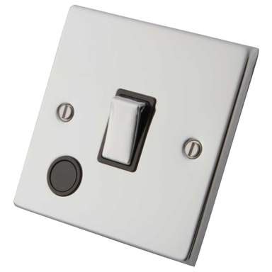 M2 Decorative 20A DP Switch With Flex Outlet Black Insert Polished Stainless Steel 6042 052 CEF