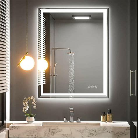Wisfor 28 In W X 36 In H Large Rectangular Frameless Anti Fog High