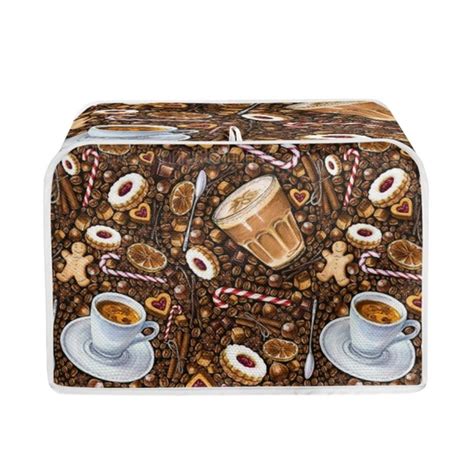 Seanative Coffee Bean Print Toaster Cover Easy To Clean 4 Slice Toaster