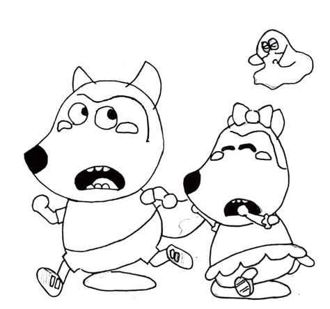 Coloriage Wolfoo Avec Lucy Et Fantôme Télécharger Et Imprimer Gratuit