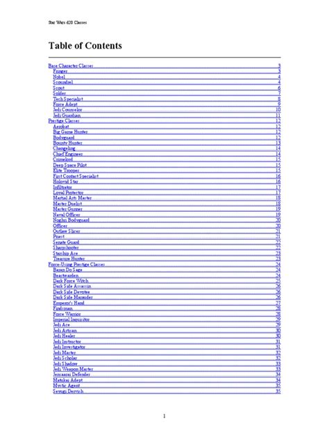 Class Tables Pdf Jedi Sith