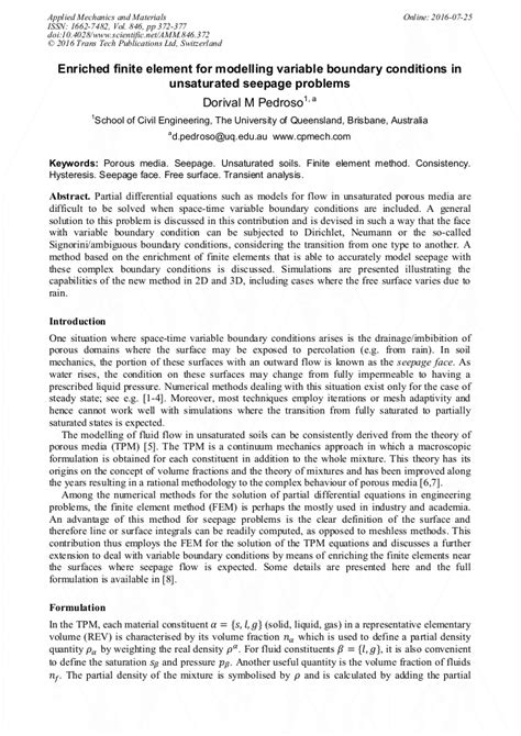 Enriched Finite Element For Modelling Variable Boundary Conditions In Unsaturated Seepage