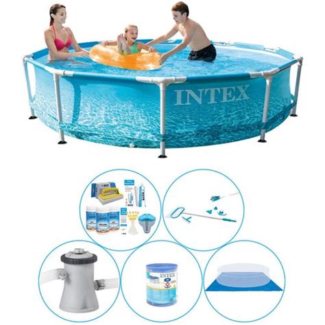 Intex Piscine Metal Frame Ronde Plage 305x76 Cm 6 Pièces Piscine