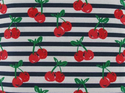 Cherry Stripes Cotton Print Navy