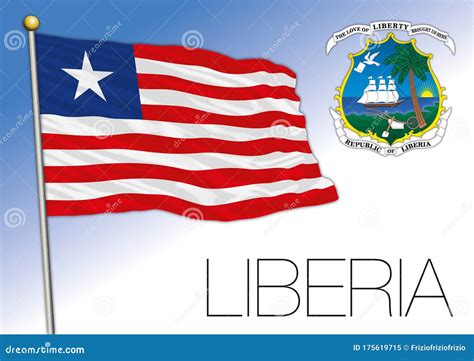 Liberia Official National Flag And Coat Of Arms Africa Stock Vector