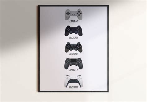 Ps Controller Evolution Wall Decor Digital Print Game Room Poster