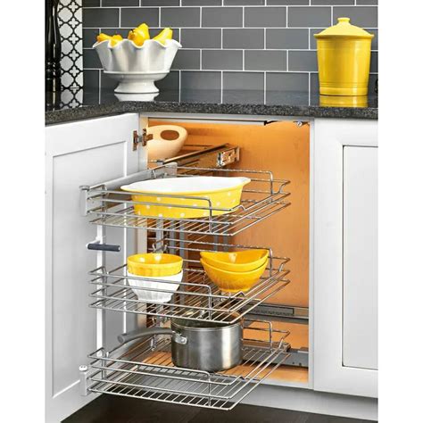 REV A SHELF 18 Three Tier Organizer With Soft Close Chrome Rev A Shelf 5PSP3 18SC CR