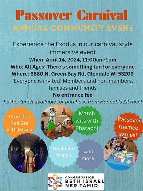 Passover Carnival Congregation Beth Israel Ner Tamid Milwaukee Wi