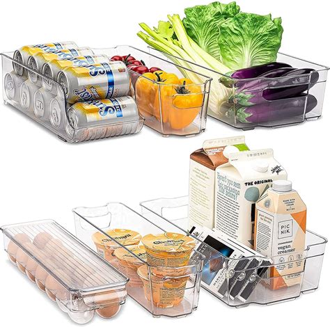 Set Of 6 Refrigerator Organizer Bins Stackable Fridge Organizers For