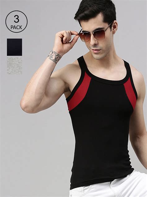 Buy Lux Cozi Men Pack Of 3 Solid Pure Cotton Gym Vests Innerwear