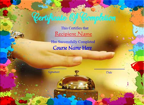 Makeup Course Completion Certificate Template Editable Completion C
