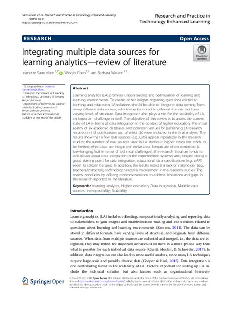 Pdf Integrating Multiple Data Sources For Learning Analytics—review