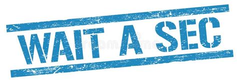 WAIT A SEC Text On Blue Grungy Rectangle Stamp Stock Illustration