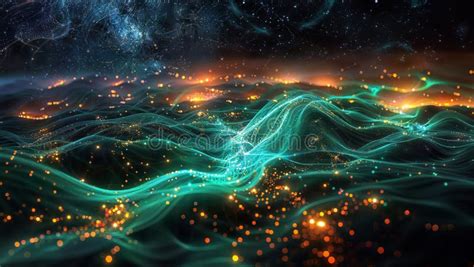 Cosmic Computer Screen Fractal Art Neural Patterns Generative Ai Stock Illustration