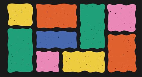 Set Of Multicolored Curve Rectangle Shape With Texture Drawing Organic