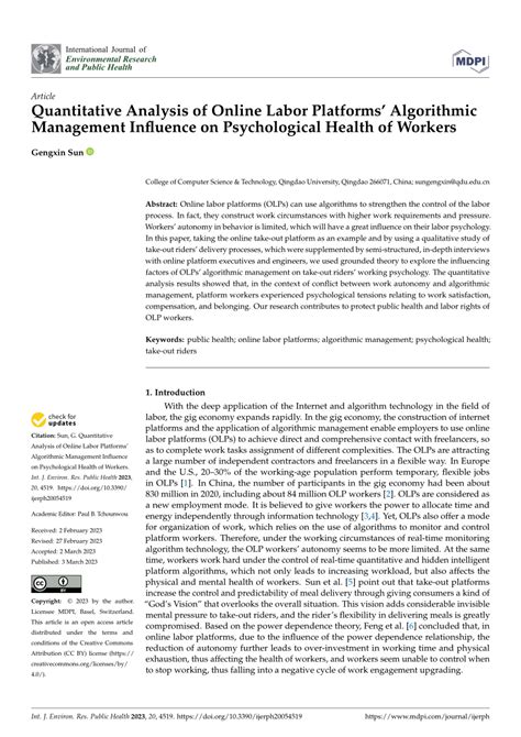 (PDF) Quantitative Analysis of Online Labor Platforms’ Algorithmic Management Influence on ...