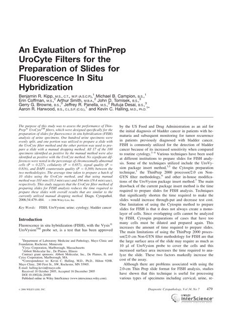 Pdf An Evaluation Of Thinprep Urocyte Filters For The Preparation Of