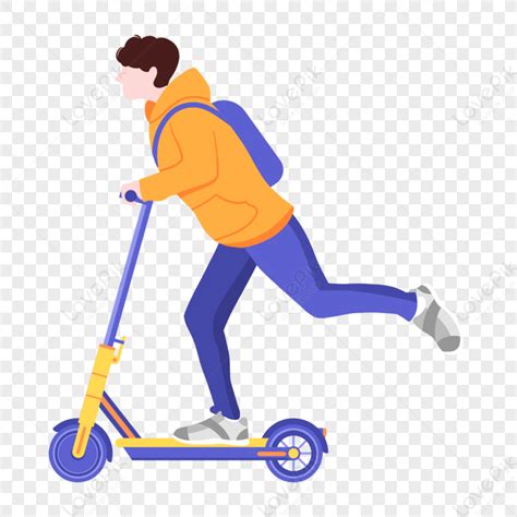 소년 환경 일러스트 친화적 인 작은 오토바이 플랫 스타일을 타고그린 아웃환경 보호 Png 일러스트 무료 다운로드 Lovepik