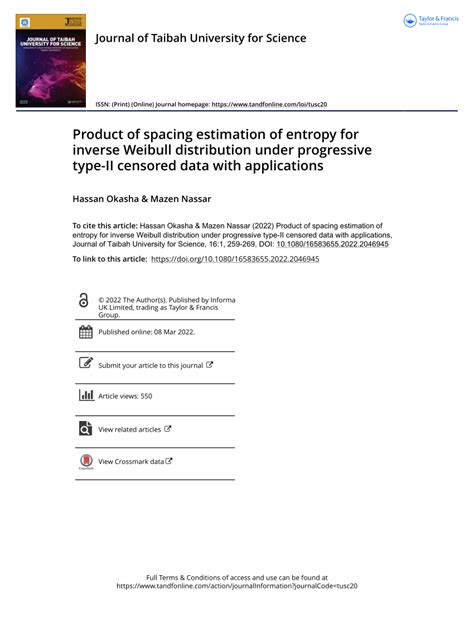 Pdf Product Of Spacing Estimation Of Entropy For Inverse Weibull