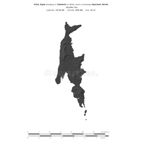 Pulau Kayoa Indonesia Shape On White Bilevel Stock Illustration
