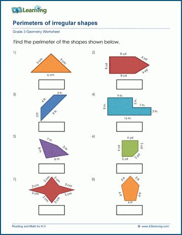 Perimeter Missing Side Worksheet 3rd Grade