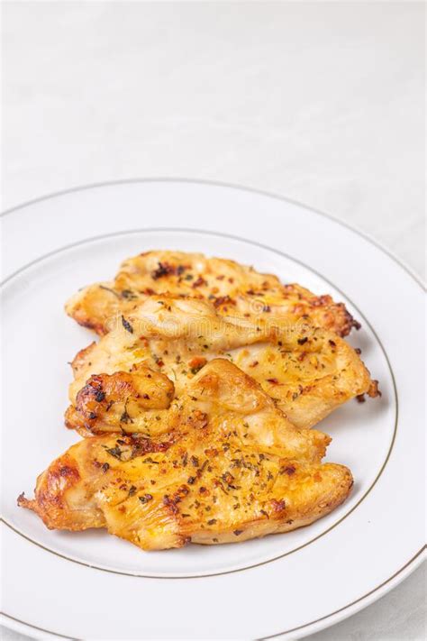 Delicious Chicken Breasts Fried And Served On The Plate Stock Image