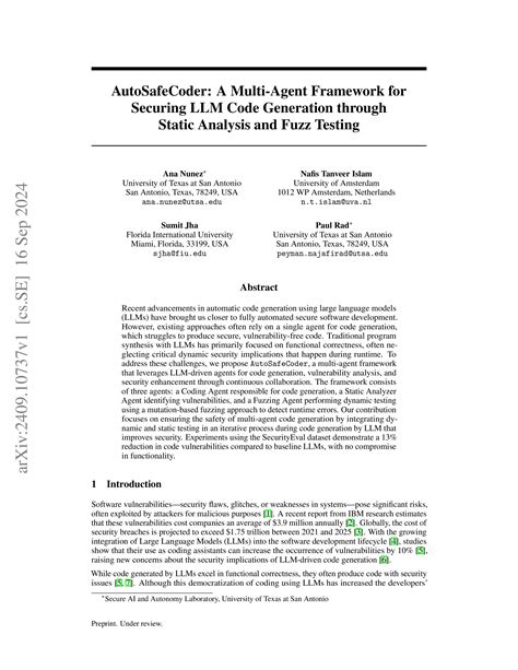 Autosafecoder A Multi Agent Framework For Securing Llm Code Generation Through Static Analysis