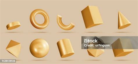 황금 기하학적 모양의 3d 벡터 세트 현대 금속 물체 벡터 개념 3차원 형태에 대한 스톡 벡터 아트 및 기타 이미지 3차원 형태 입방체 금 금속 Istock