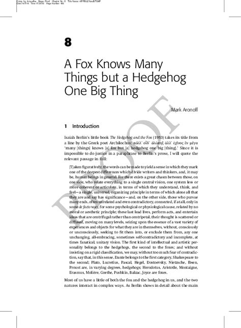 Pdf A Fox Knows Many Things But A Hedgehog One Big Thing