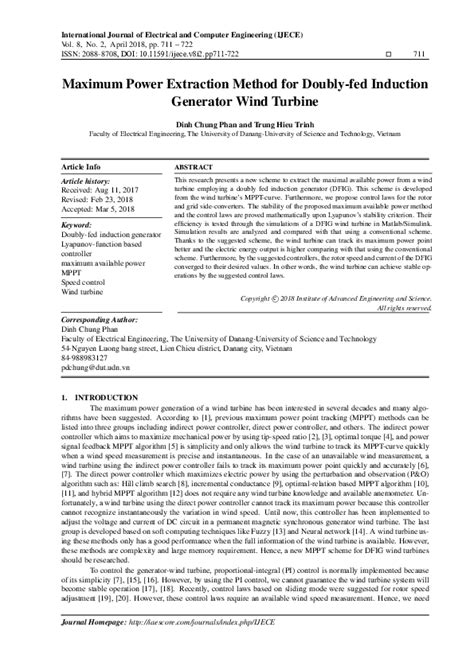 Pdf Maximum Power Extraction Method For Doubly Fed Induction