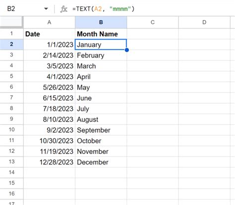 Google Sheets How To Show Date As Month Name