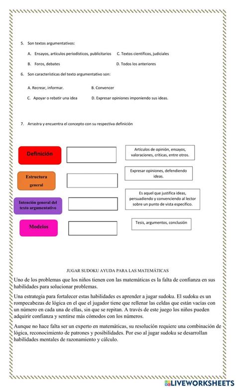 Textos Argumentativos Activity For Quinto De Primaria Education