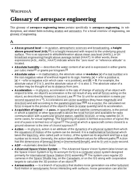 Glossary Of Aerospace Engineering Pdf Drag Physics Aircraft