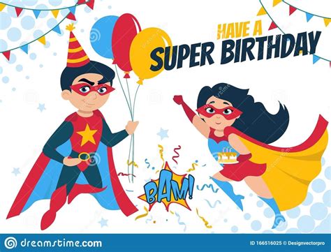 Have A Super Birthday Greeting Card Design Stock Vector Illustration