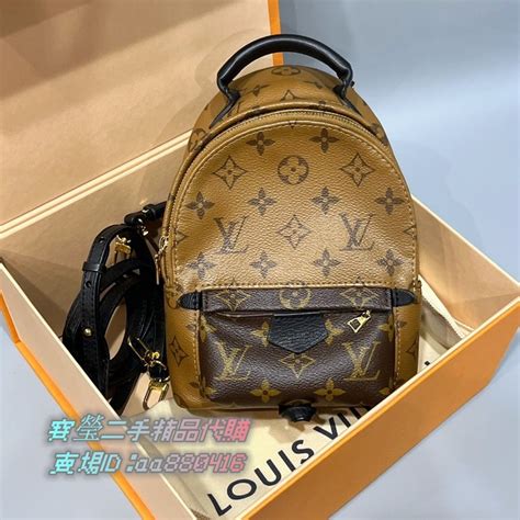 現貨二手 Lv 路易威登 Palm Springs 迷你雙肩包後背包 拼色 肩背斜背包 M44872 蝦皮購物