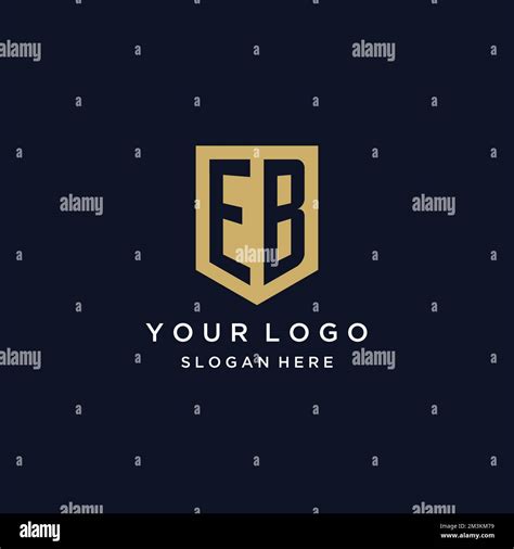 Eb Monogram Initials Logo Design With Shield Icon Template Stock Vector