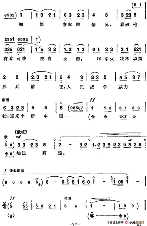 革命现代京剧平原作战全剧主旋律乐谱之第八场 青纱帐里