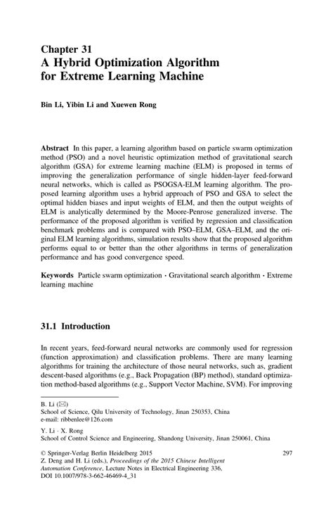 Pdf A Hybrid Optimization Algorithm For Extreme Learning Machine