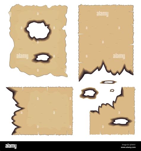 Burnt Edges Of Papyrus Parchment Color Vector Isolated Illustration
