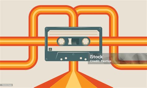부드러운 녹색 뮤직카젯 카세트 테이프 베이지색 배경에 격리된 벡터 아트 이미지 그림 믹스 테이프 복고풍 카세트 디자인 음악 빈티지 및 오디오 테마 벡터 그림 믹스테이프에