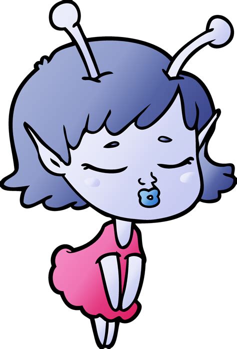 Cute Alien Girl Cartoon 12310300 Vector Art At Vecteezy