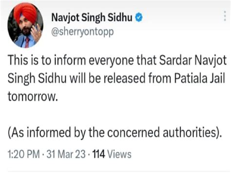 Punjab नवजोत स‍िंह सिद्धू कल होंगे जेल से रिहा अच्‍छे आचरण के कारण 45