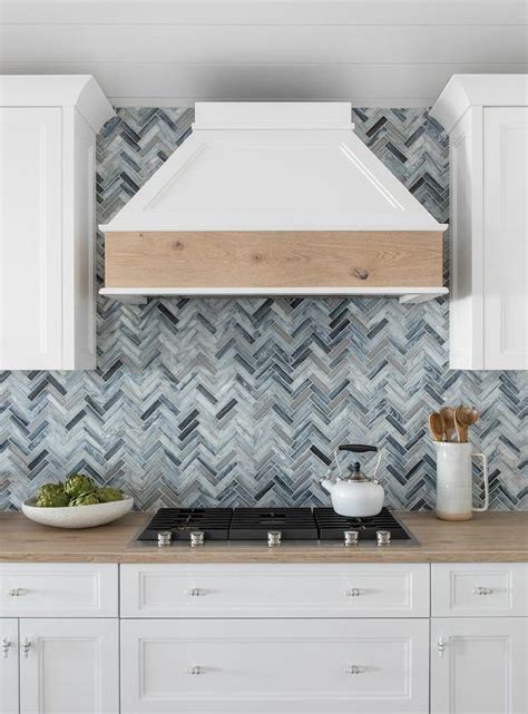 White And Gray Herringbone Kitchen Backsplash Tiles Design Ideas