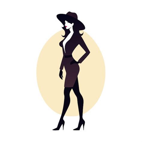 Premium Vector A Woman In A Hat And A Hat Is Standing In Front Of A