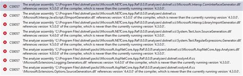 C Net 8 Build Issue The Analyzer Assembly References Version 4500 Of The Compiler
