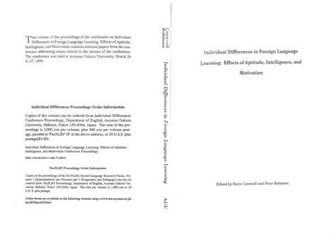 Pdf Individual Differences In Foreign Language Learning Effects Of