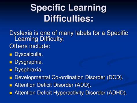 Ppt Specific Learning Difficulties Powerpoint Presentation Free