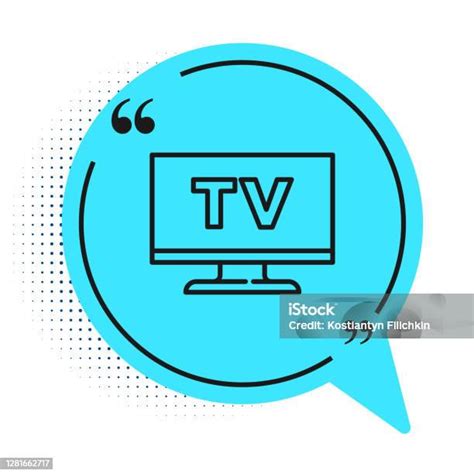 黑線智能電視圖標隔離在白色背景電視標誌藍色語音氣泡符號向量向量圖形及更多住宅建築圖片 住宅建築 剪裁圖 器材 Istock